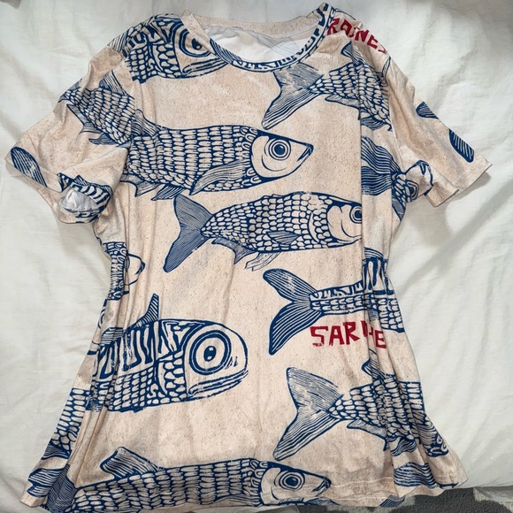Tops | Blue Fish Print Tshirt | Poshmark